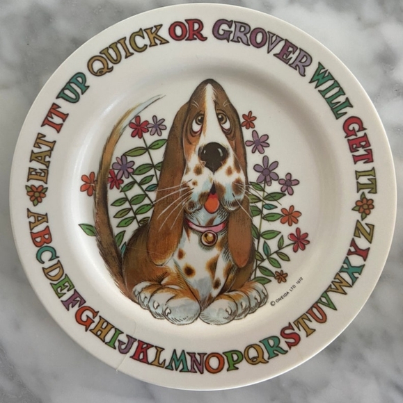 Oneida | Dining | Vintage 972 Kids Plate With Grover The Bassett Hound ...
